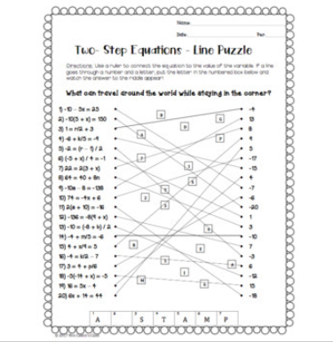 Two-Step Equations- Riddle and Maze Activity - Classful