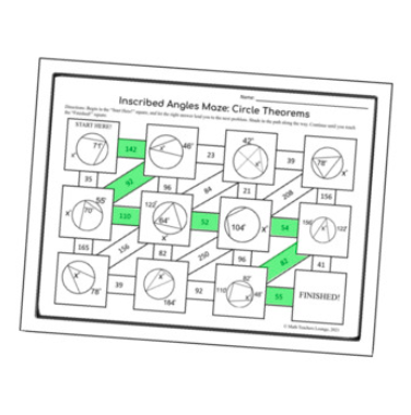 Geometry Circle Theorems- Central and Inscribed Angles - Riddle and ...