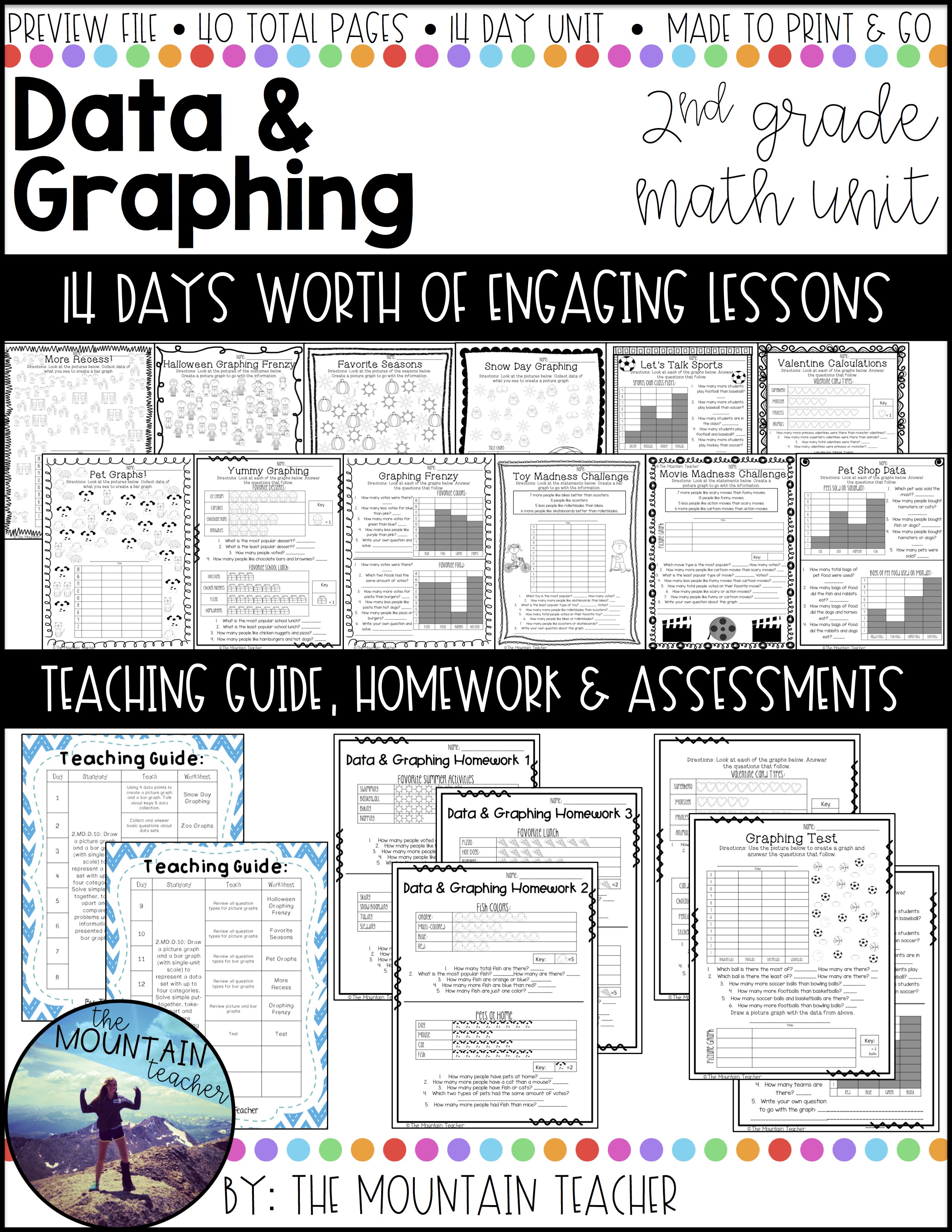Data and Graphing Worksheets and Assessments | Printable and Google ...
