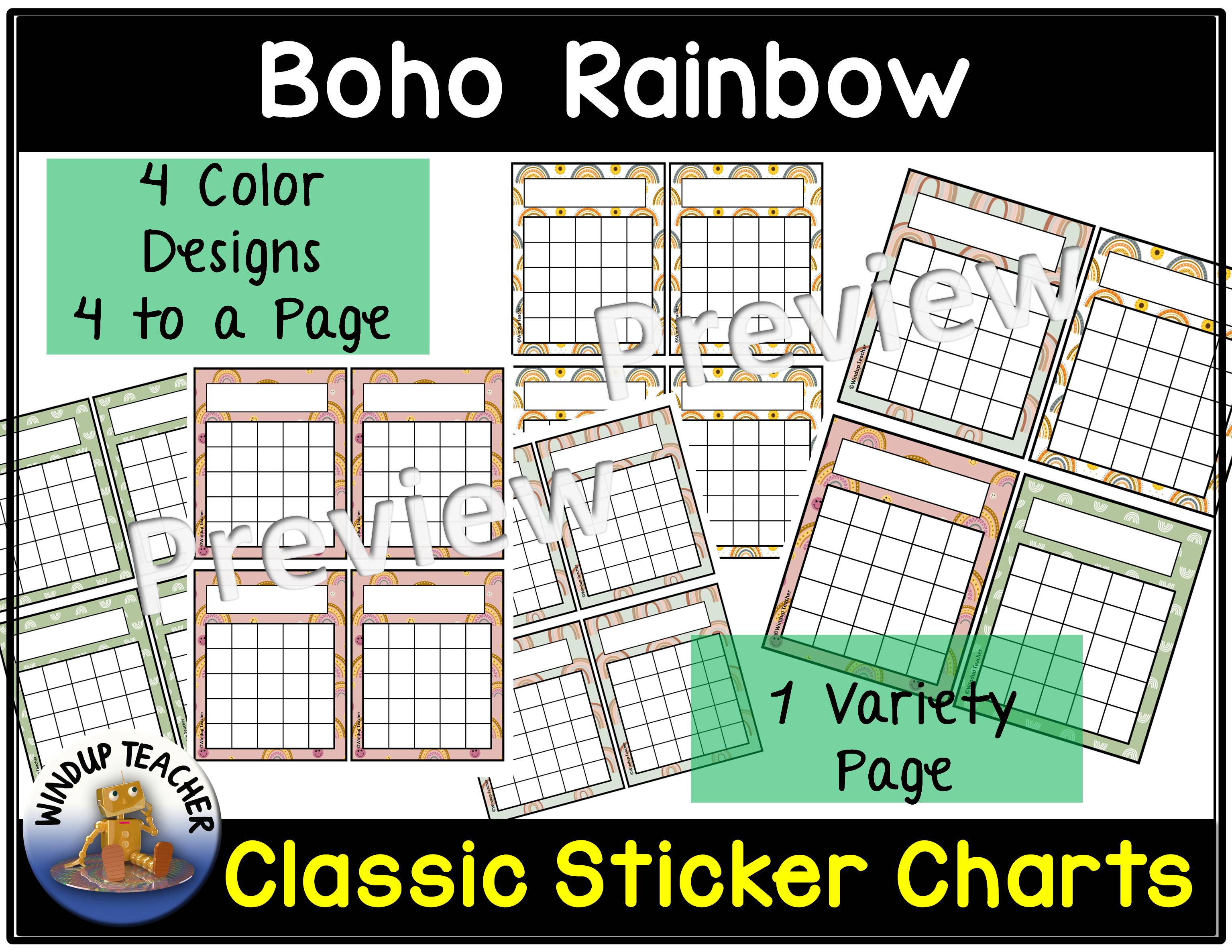 Boho Rainbow Classic Sticker Charts - Classful