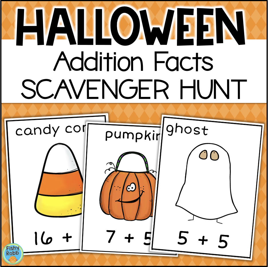 Halloween Math Facts Addition Within 30 Scavenger Hunt Activity - Classful