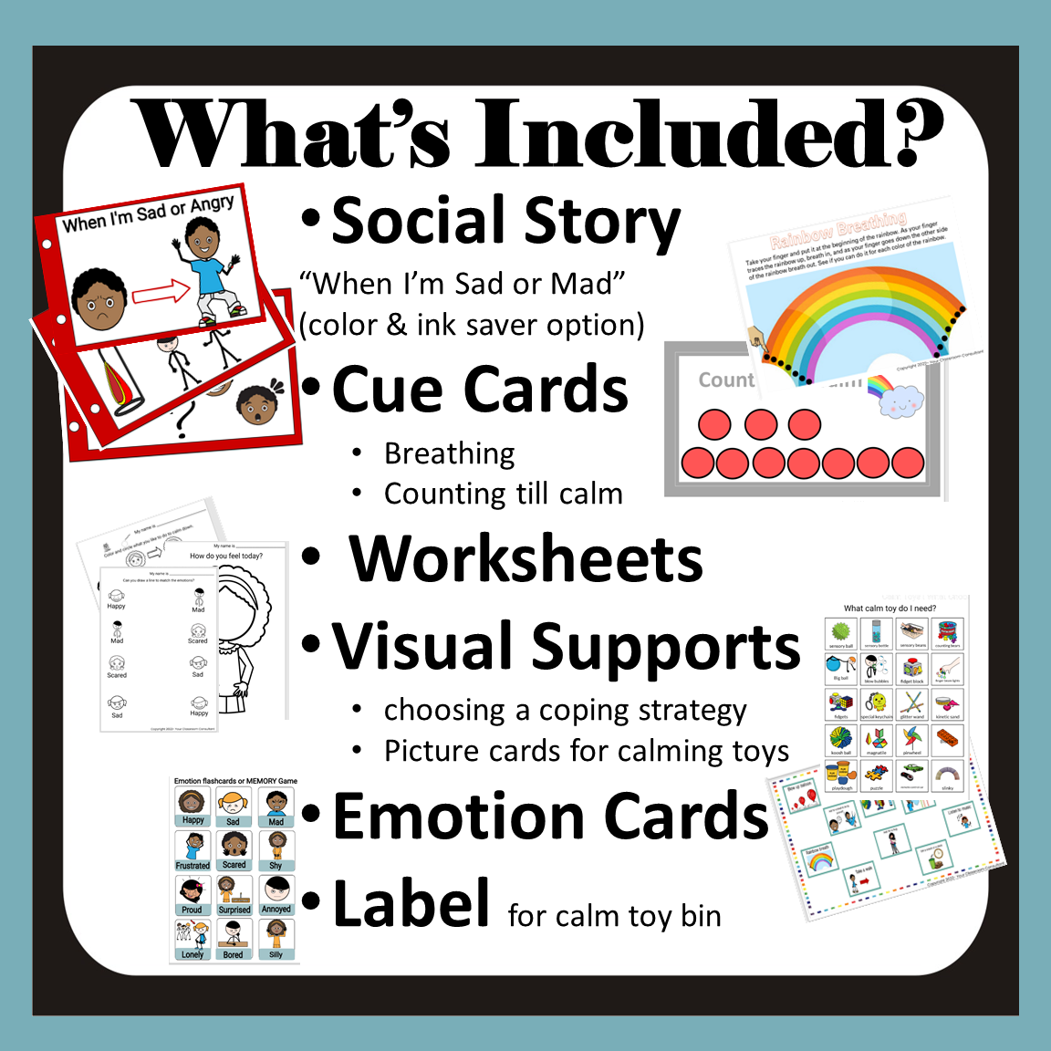 Autism Preschool Coping Strategies- Social Story with Visual Supports ...