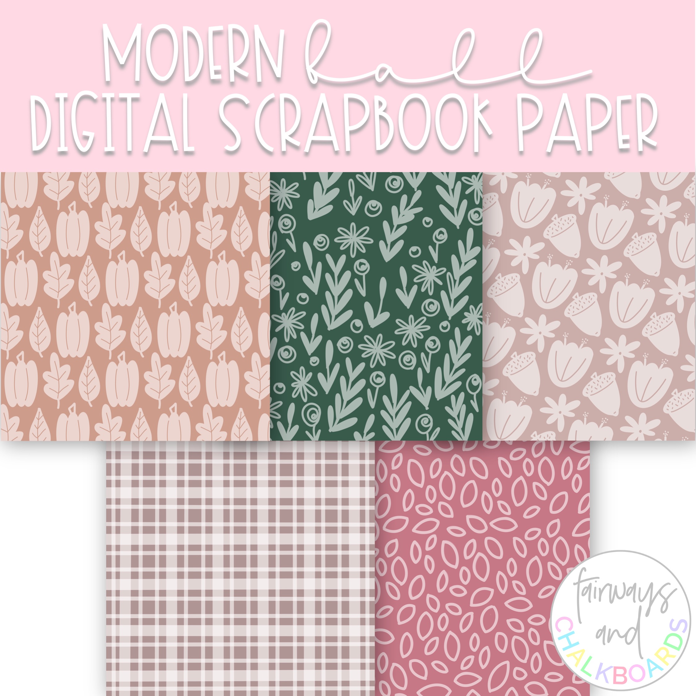 Modern Fall Digital Paper | 12 x 12 - Classful