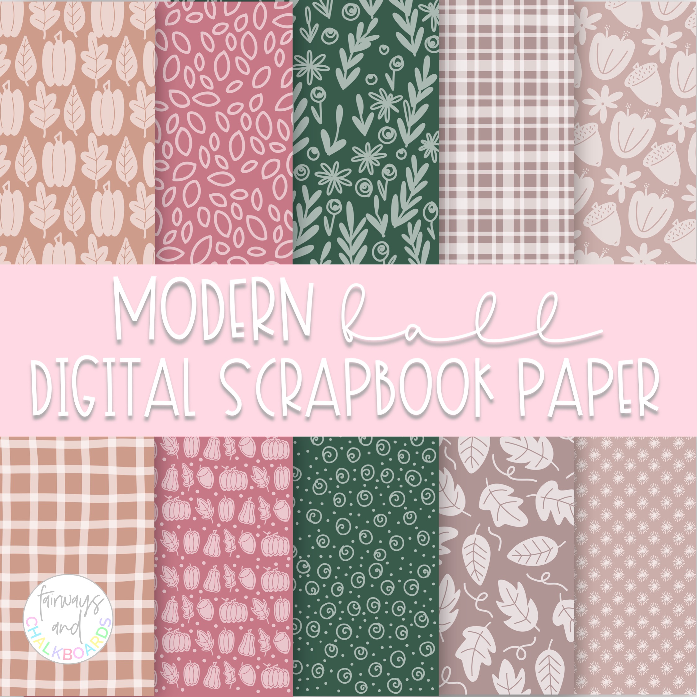 Modern Fall Digital Paper | 12 x 12 - Classful
