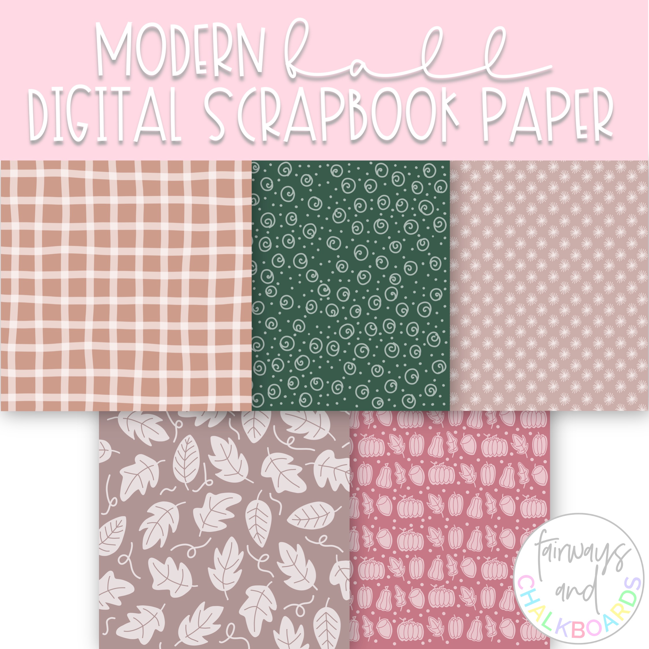 Modern Fall Digital Paper | 12 x 12 - Classful