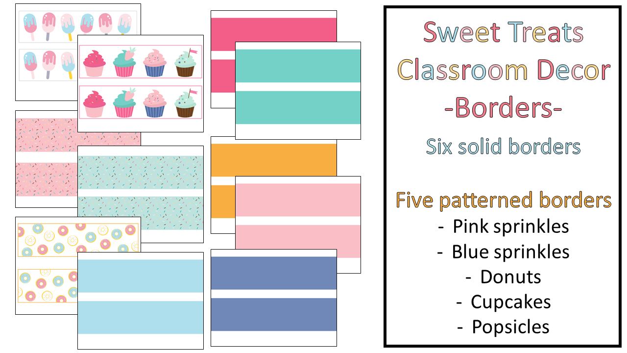 Sweet Treats Dessert Classroom Decor Bulletin Board Borders - Classful