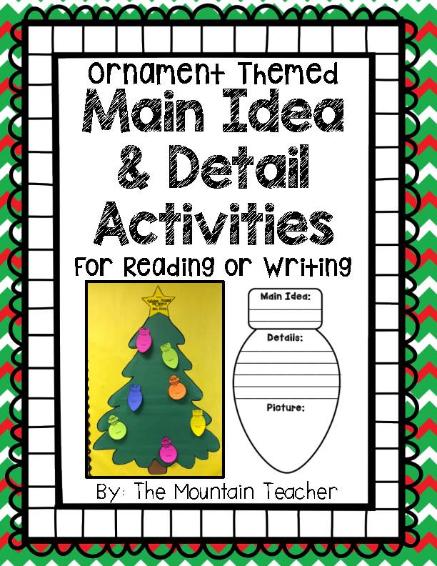 Main Idea and Key Details Graphic Organizers | Christmas Activities and ...