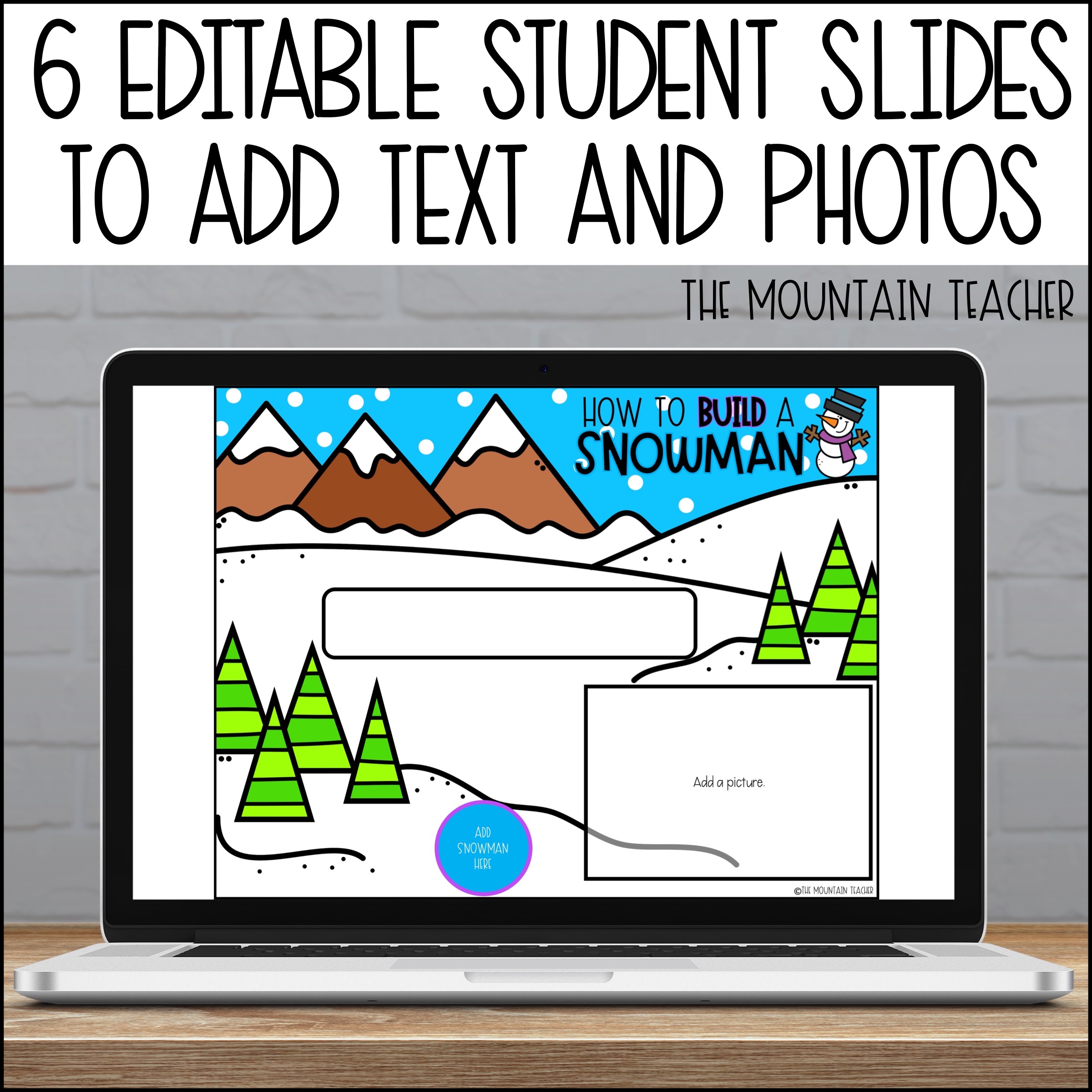 How to Build a Snowman Winter Writing Activity for Google Slides with ...