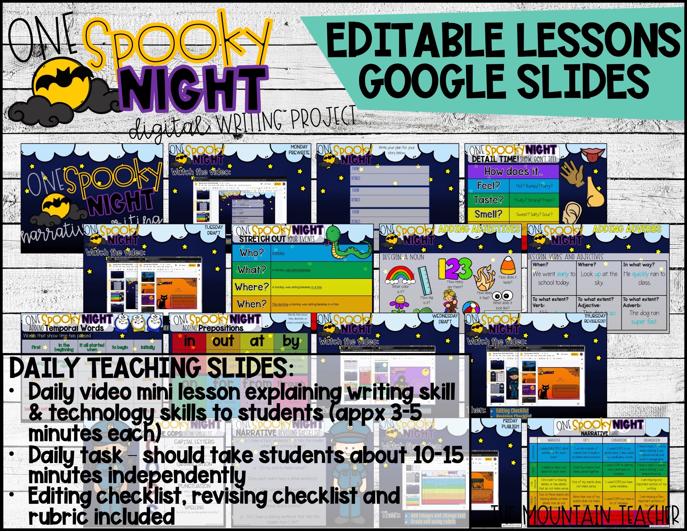 Digital Spooky Story Google Slides Narrative Writing Prompt and Videos ...