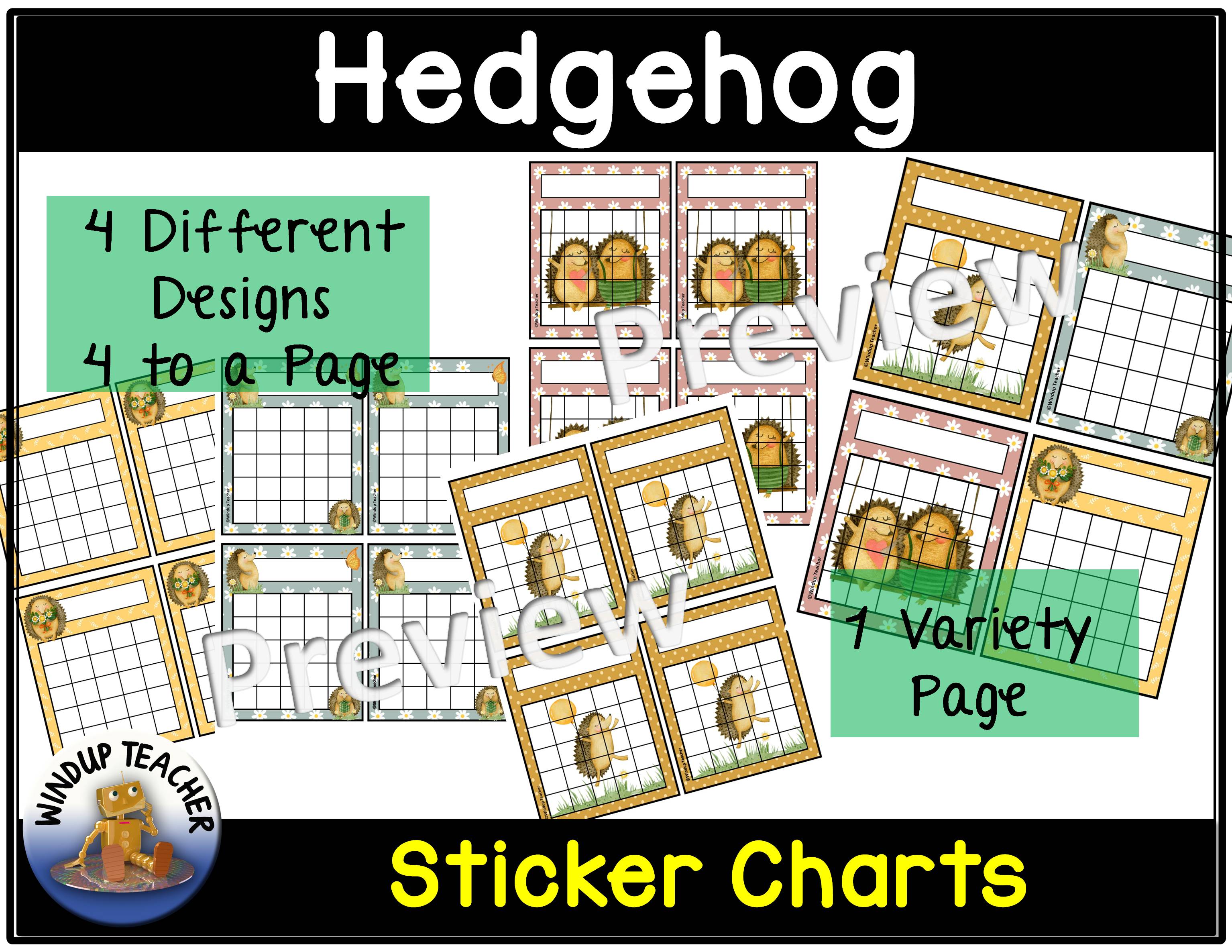 Hedgehog Sticker Charts - Classful