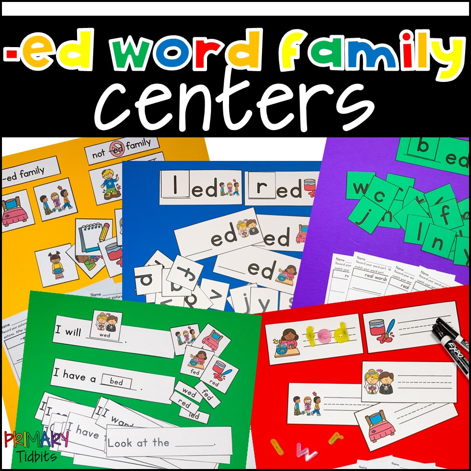 CVC Word Family Activity Centers for ed Word Family - Classful