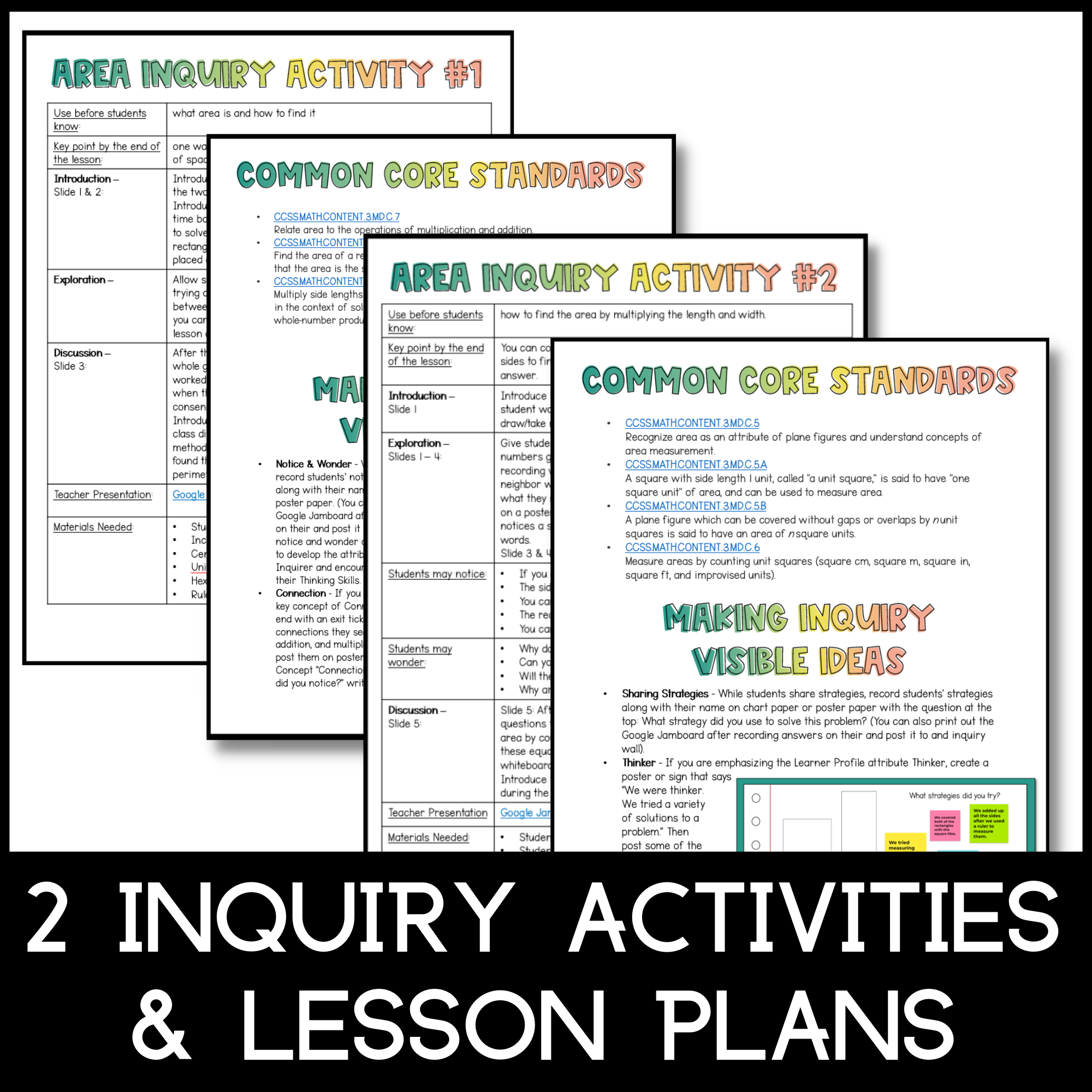 3rd Grade Introduction to Area Activities | Inquiry Based Math PYP ...