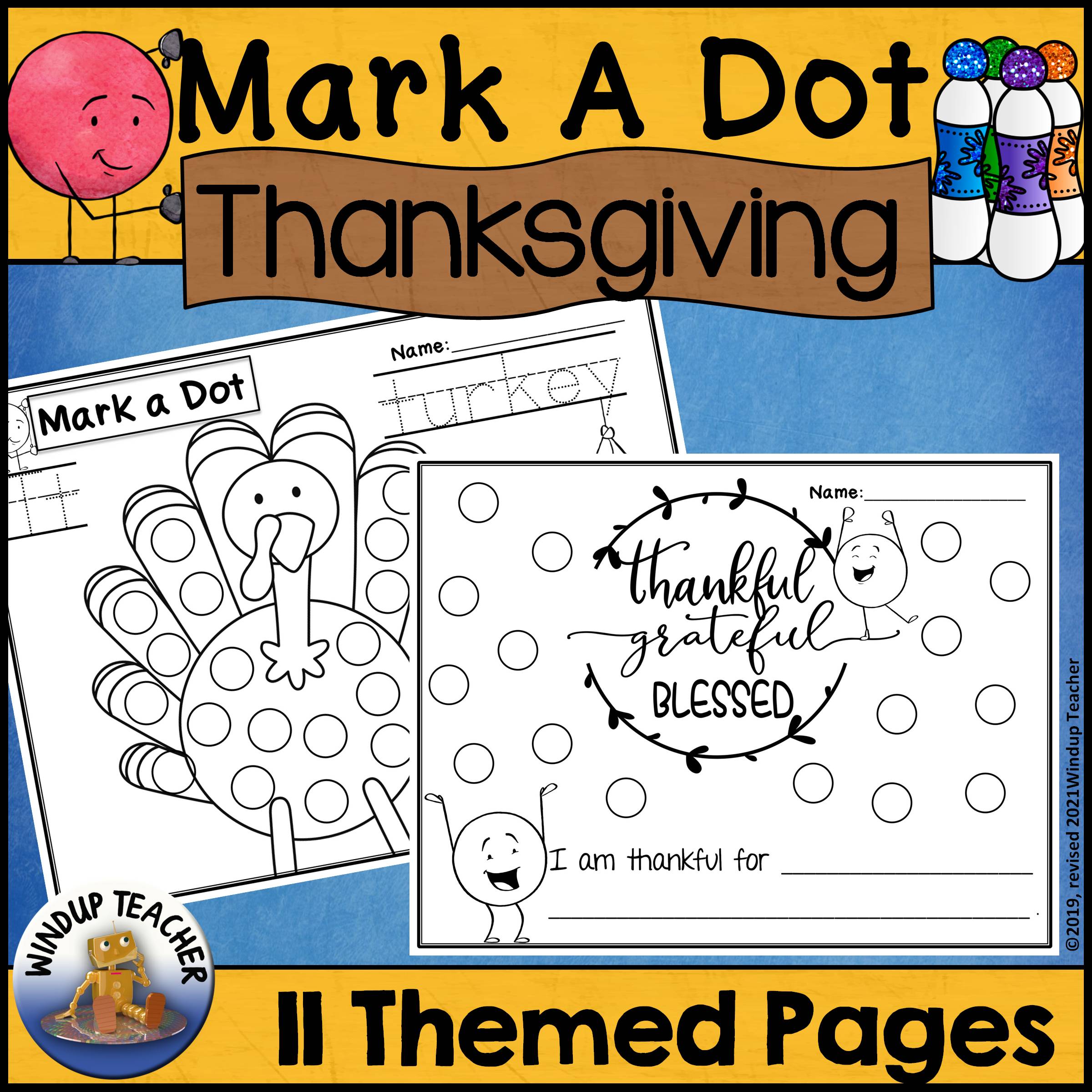 Thanksgiving Do-A-Dot Marker Printable Dot Dauber Marker Activity ...