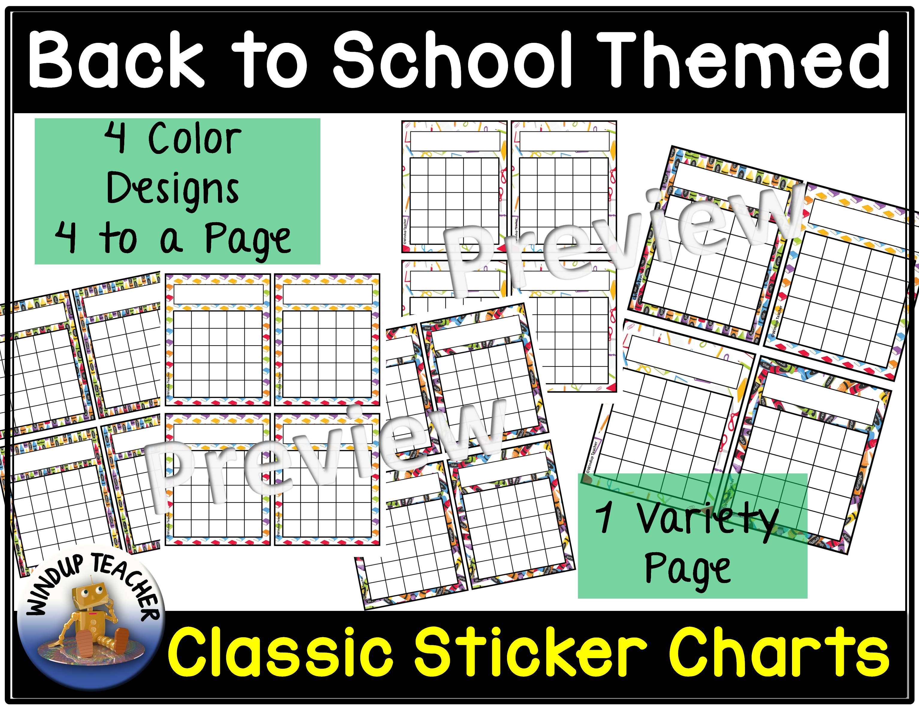 Back to School Classic Sticker Charts - Classful