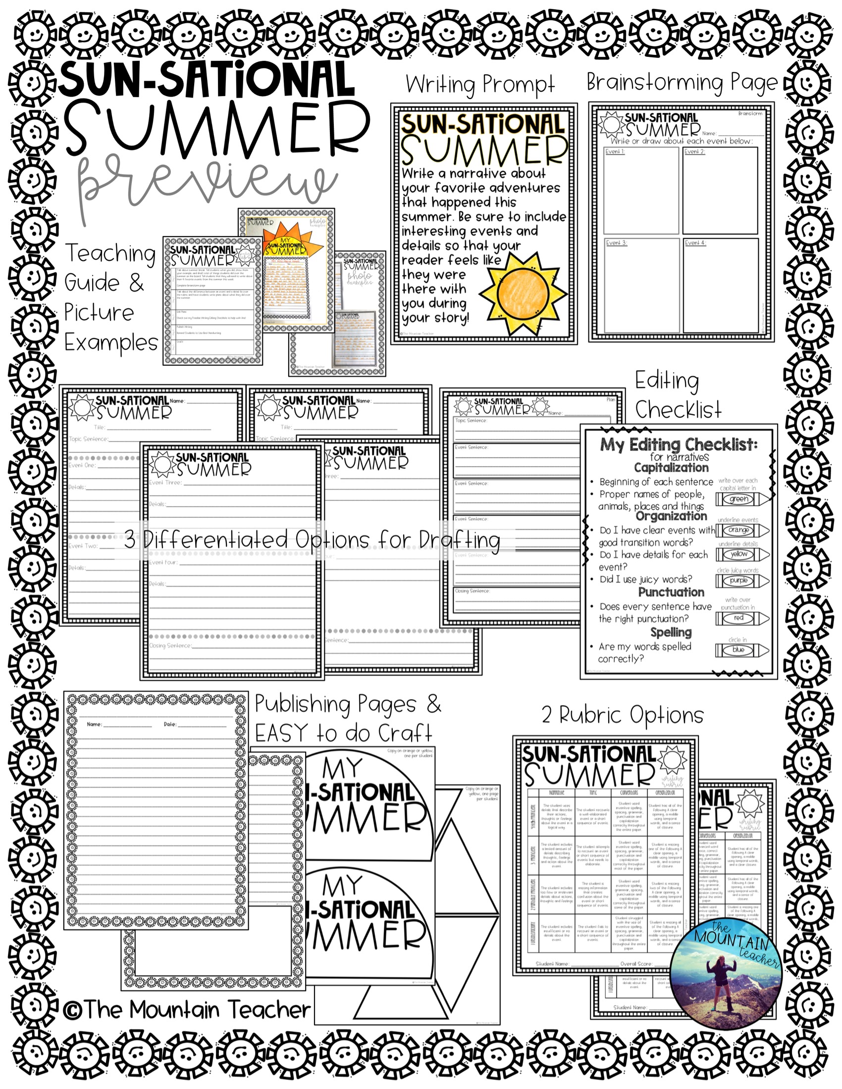 Summer Narrative Writing Activity and Prompt - Classful