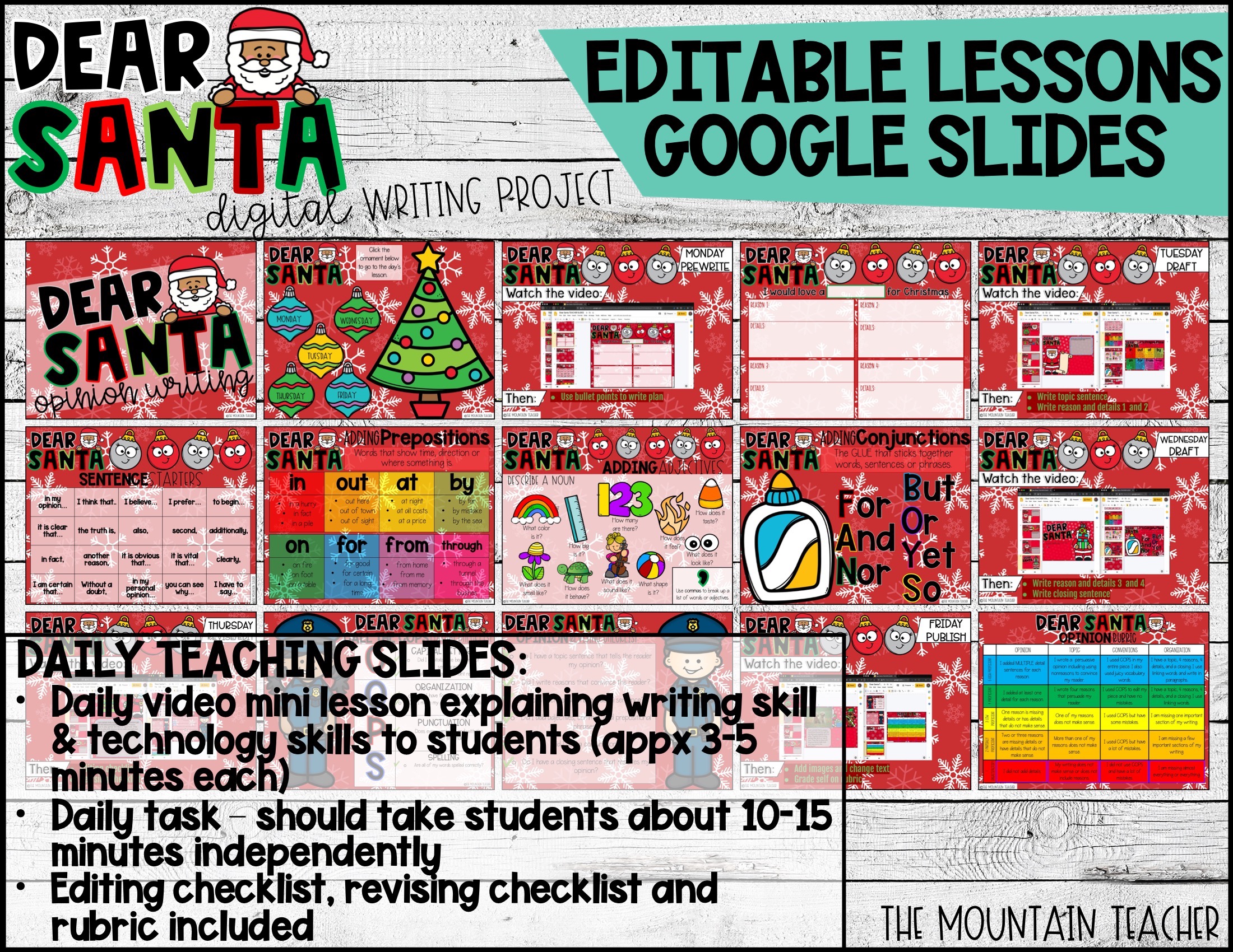 Letter to Santa Christmas Writing Activity for Google Slides with ...