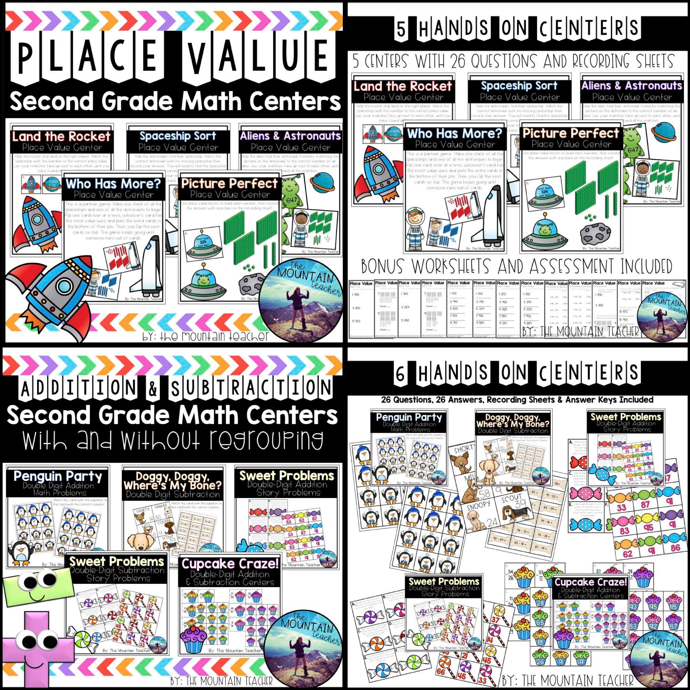 2nd Grade Math Centers BUNDLE | Activities for the YEAR - Classful