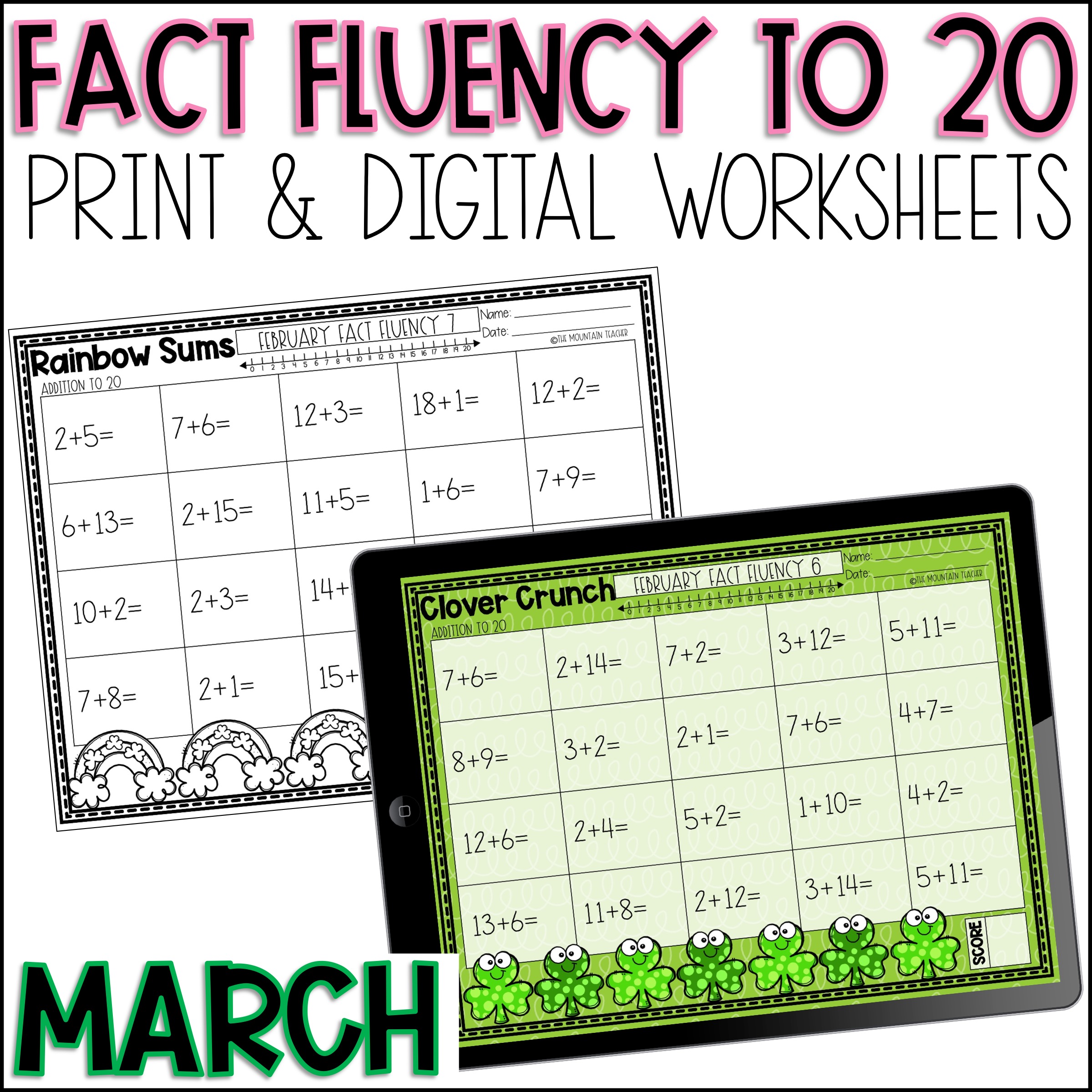 March Math Fact Fluency Worksheets | Printable and Google Slides - Classful