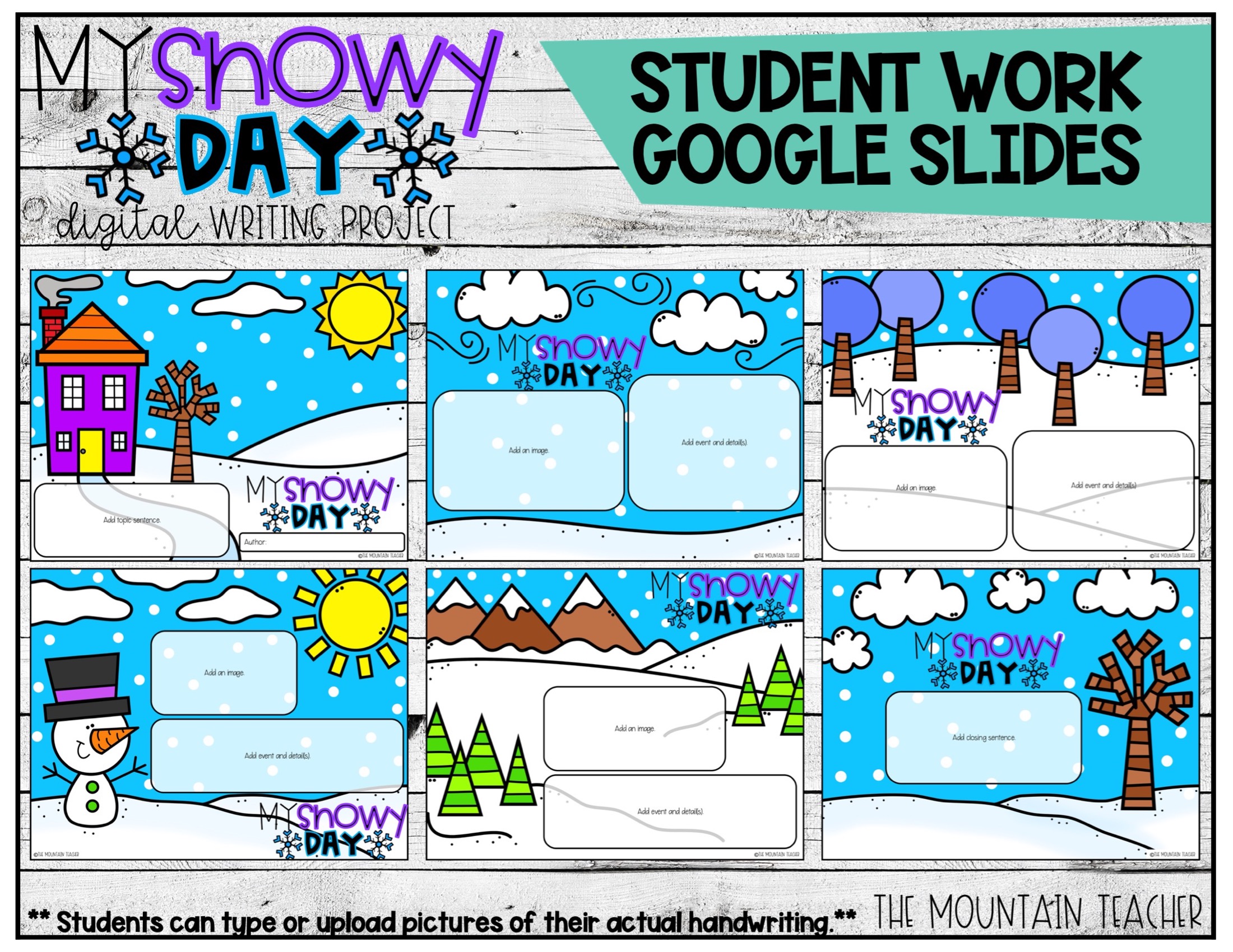 Digital Snowy Day Google Slide Narrative Writing Prompt with Videos ...