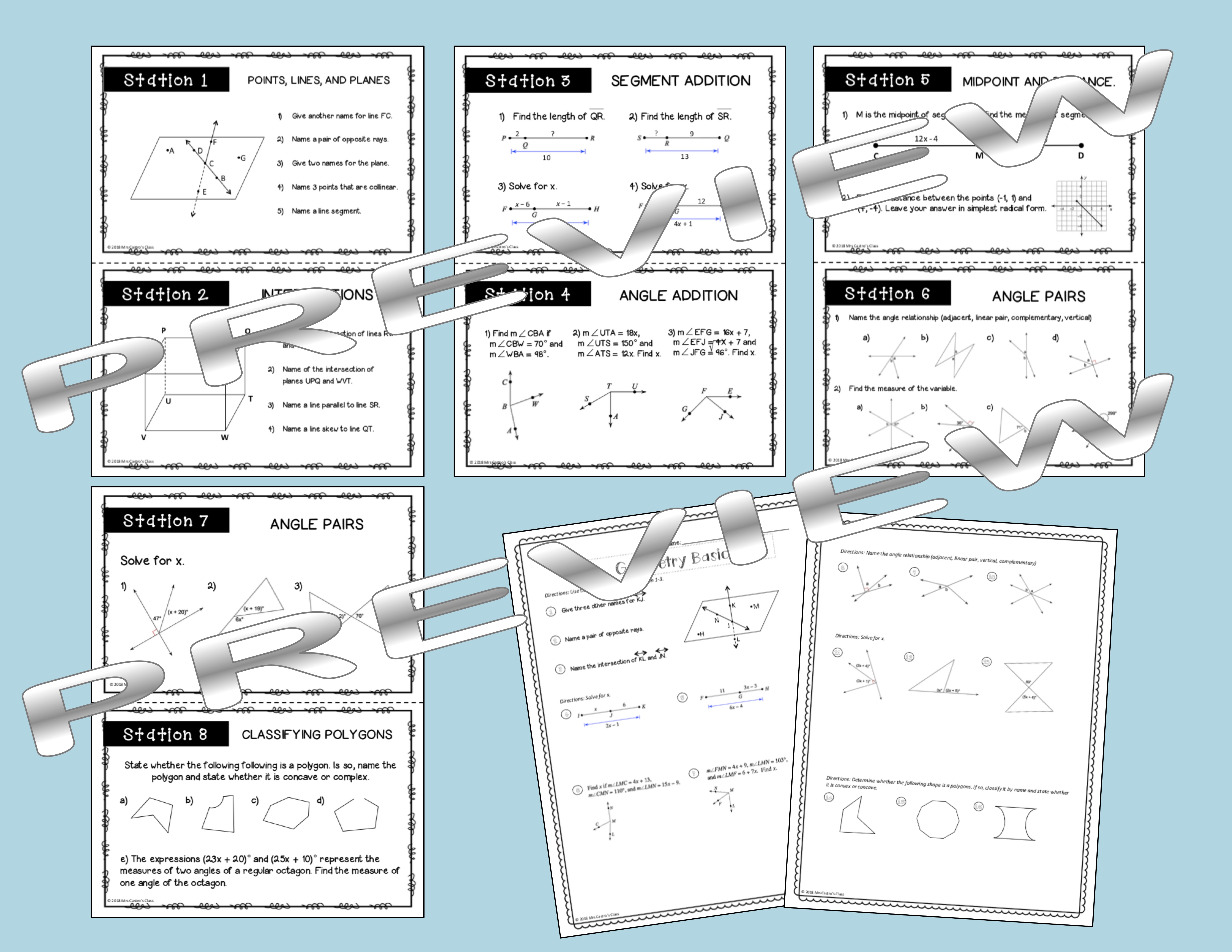High School Geometry Stations Activities - Classful