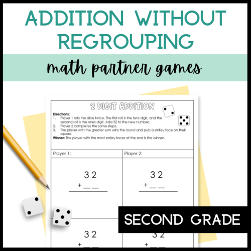 2 Digit and 3 Digit Addition without Regrouping Game | Partner Activity ...