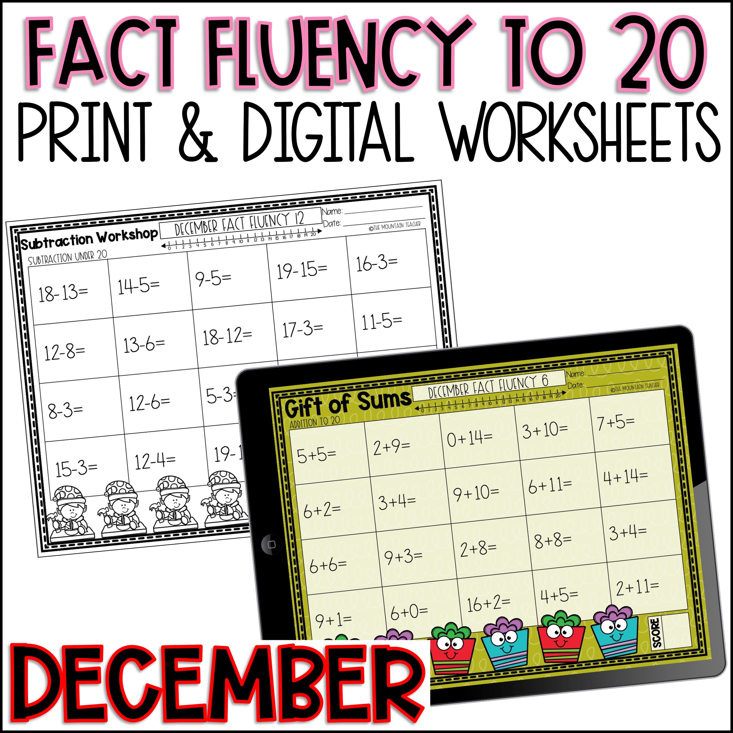 December Math Fact Fluency Worksheets | Printable and Google Slides ...