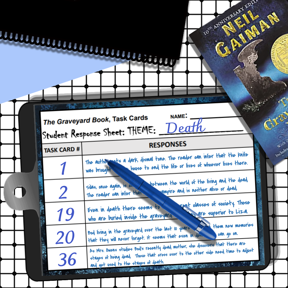 The Graveyard Book - Match Quote to Theme - Task Cards - Classful