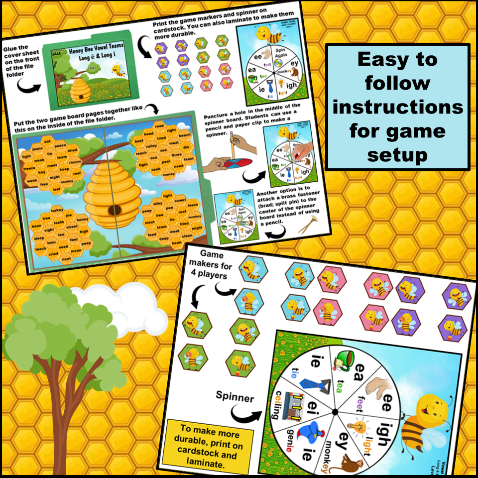 Long e | Long i | Vowel Teams | Vowel Diagraphs | Phonics Game - Classful