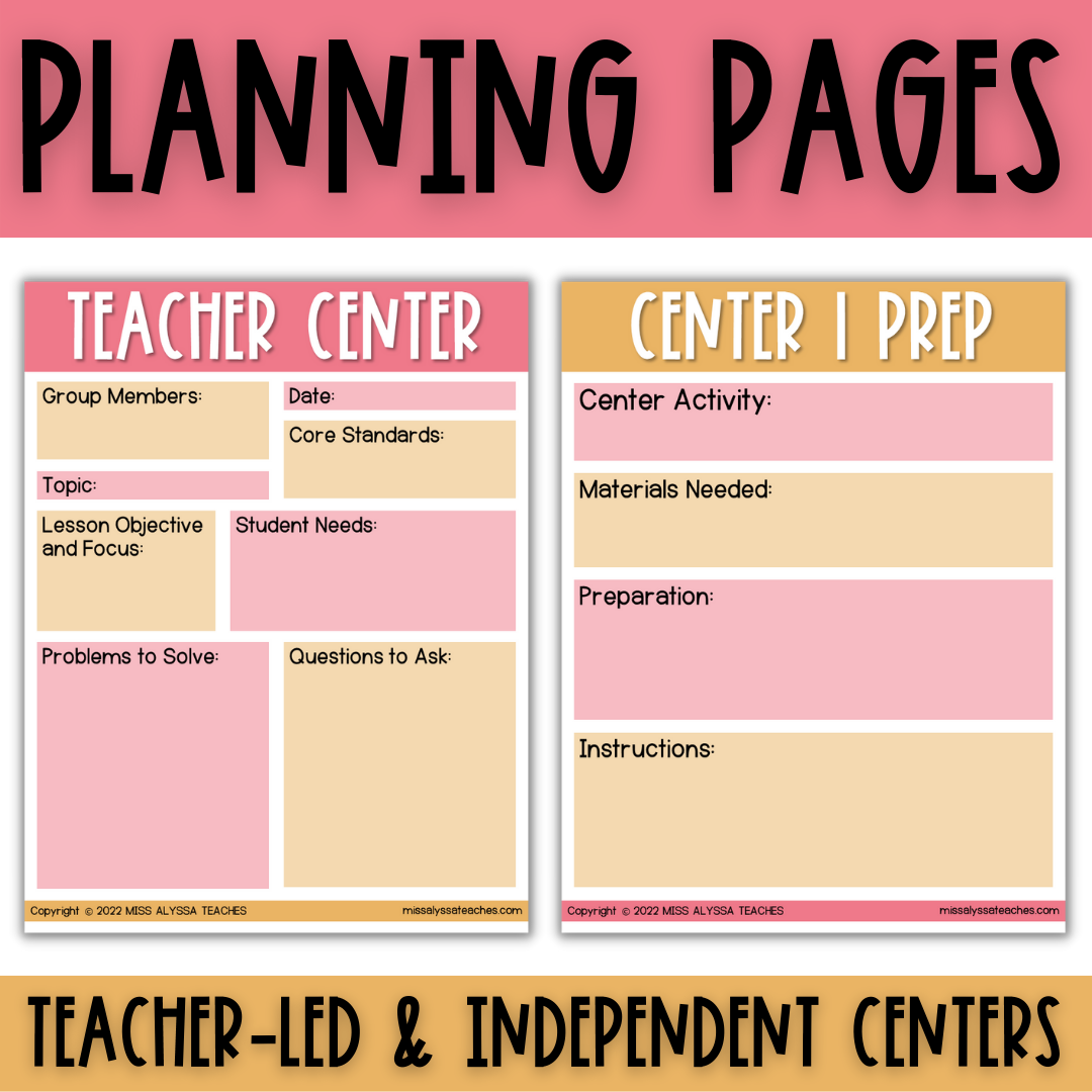 Math Centers Planner | Guided Math Plans | Math Centers Lesson Plan ...
