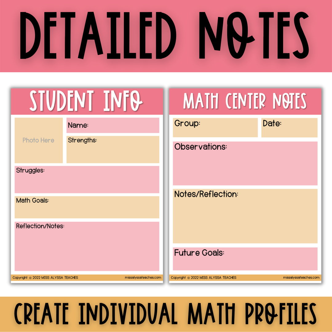Math Centers Data Tracker | Guided Math Grade Sheets | Math Centers ...