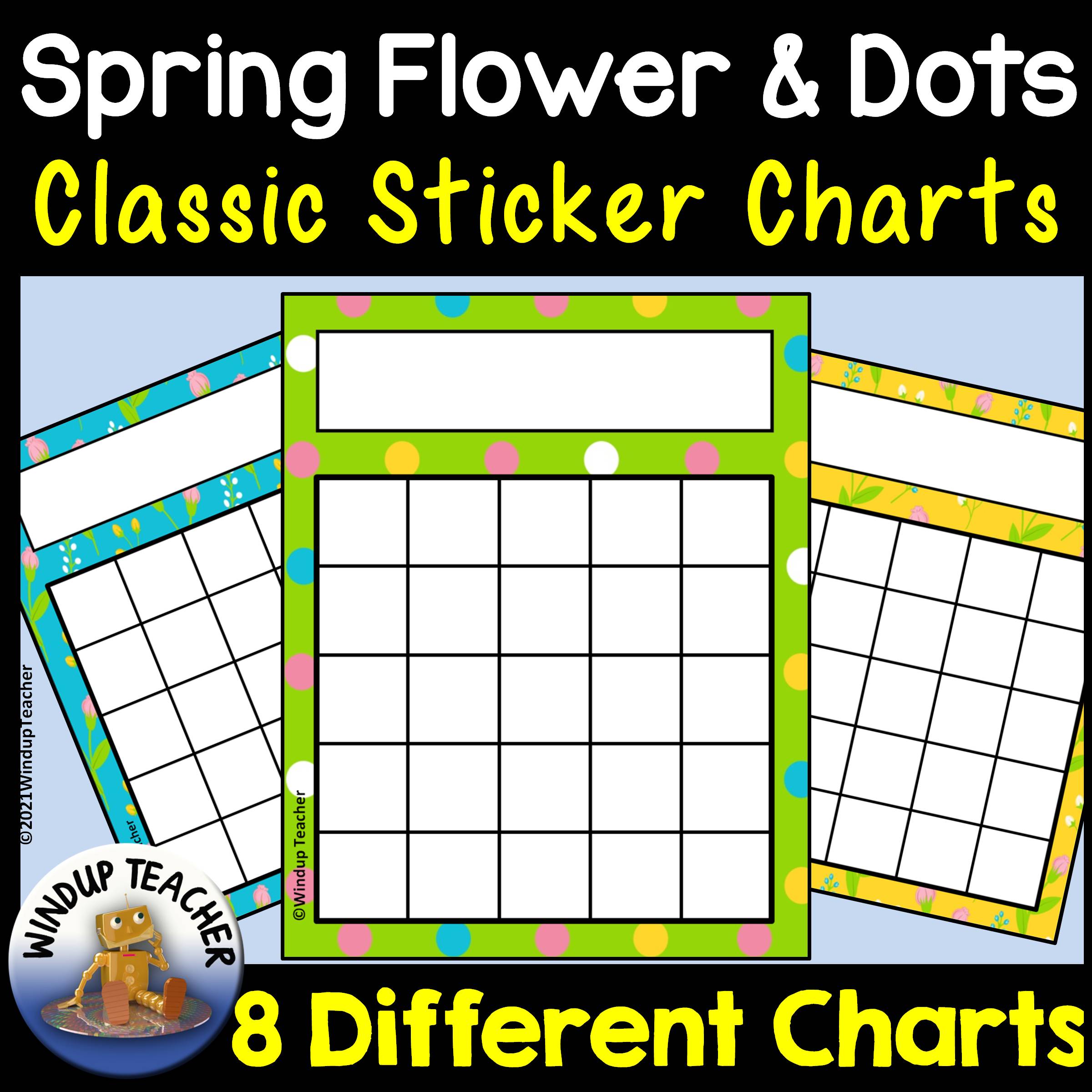 Spring Flowers and Dots Sticker Charts - Classful