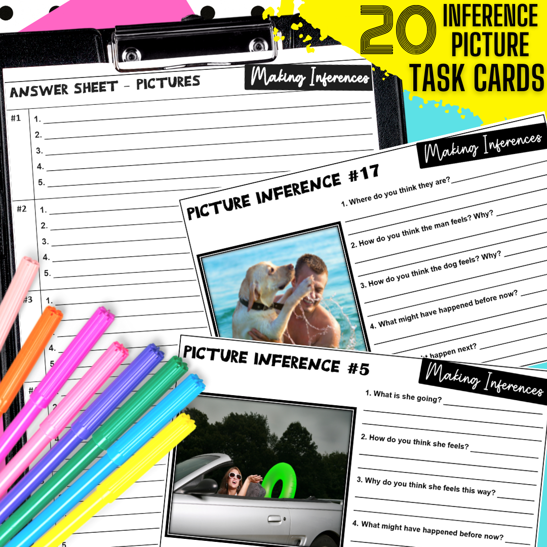 Making Inferences and Predictions Reading Comprehension Task Cards for ...
