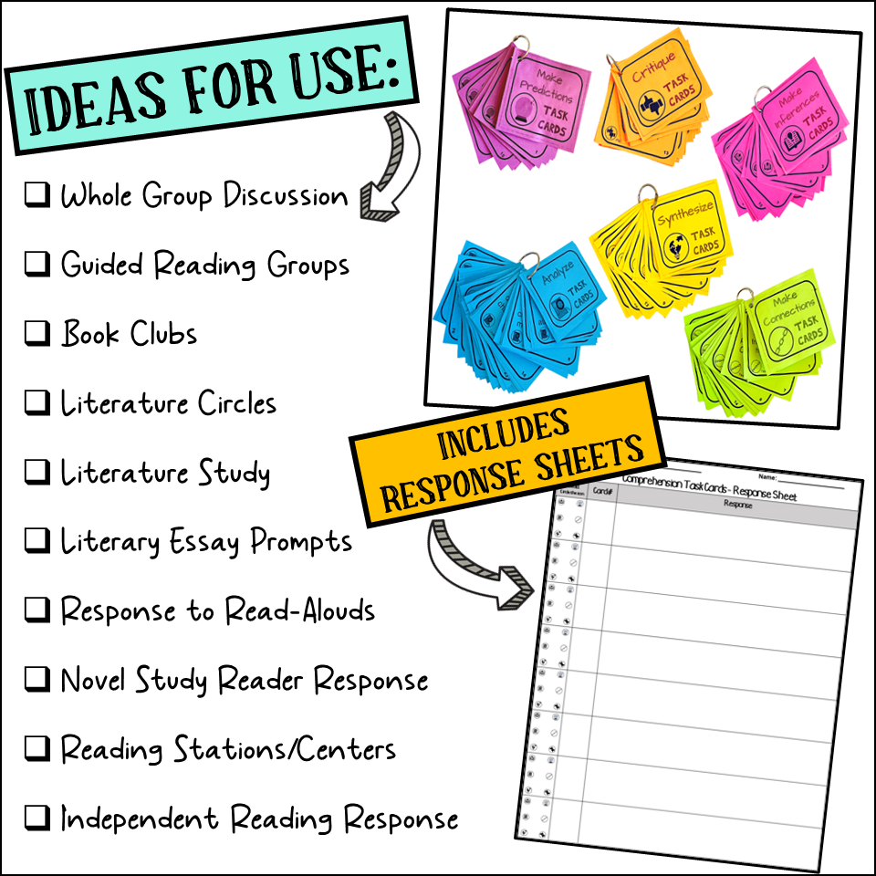 Reading Comprehension TASK CARDS | For ANY Fiction Text - Classful