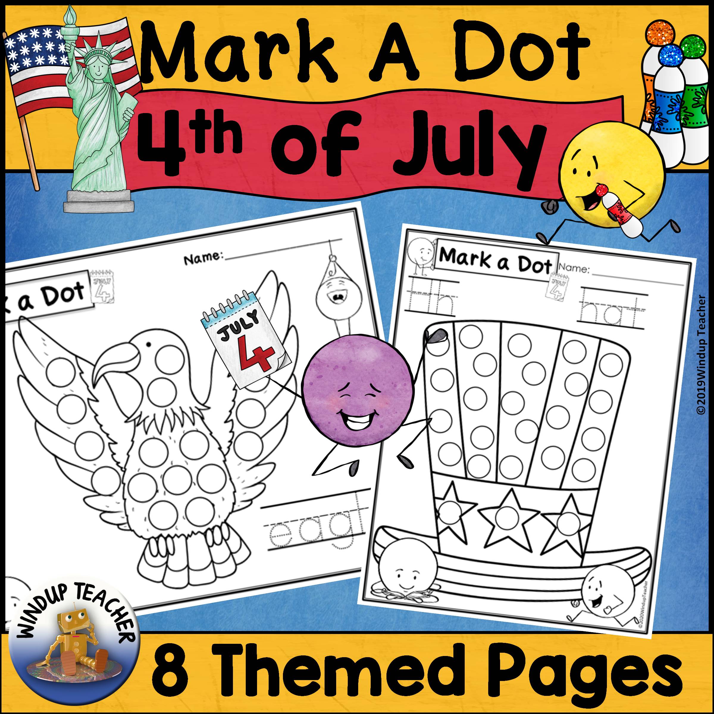 Fourth of July Bingo Dot Dauber Worksheets - Do-A-Dot Marker Printable ...