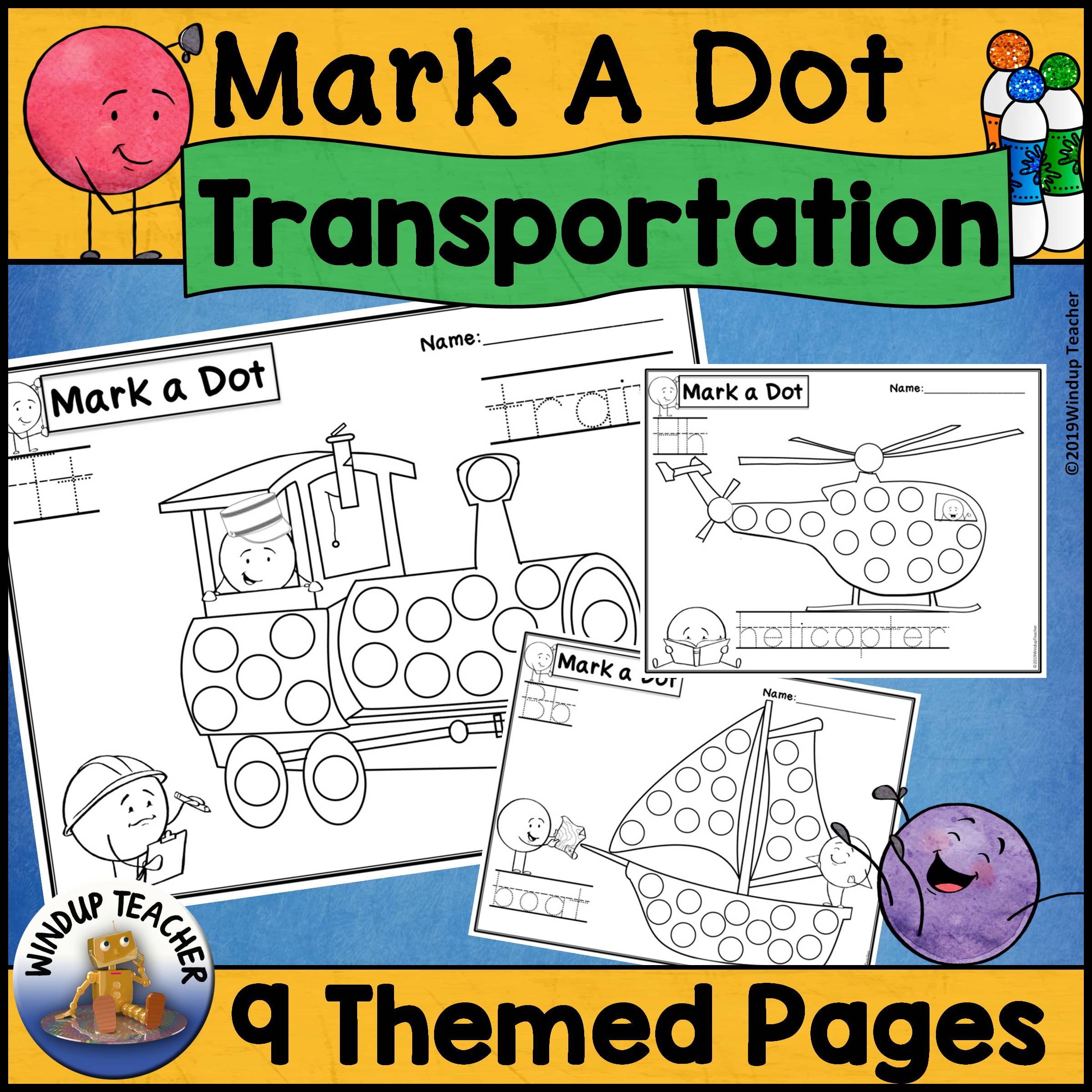 Transportation Bingo Dot Dauber Worksheets - Do-A-Dot Marker Printable ...