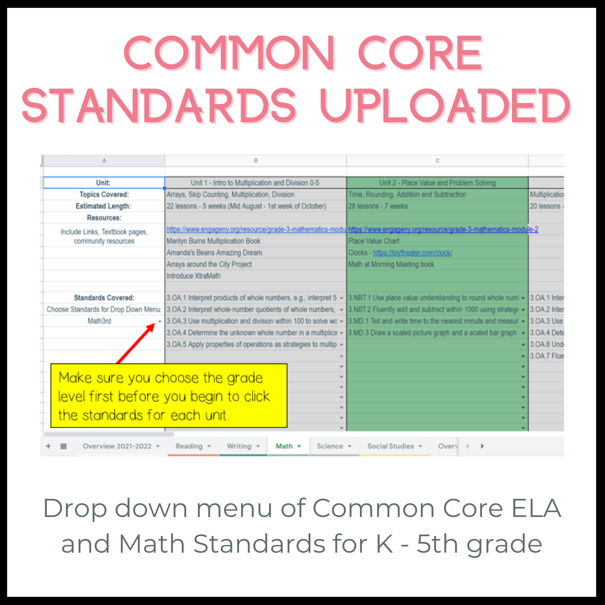 Editable Curriculum Map Template Digital - Year Long Planning - Classful