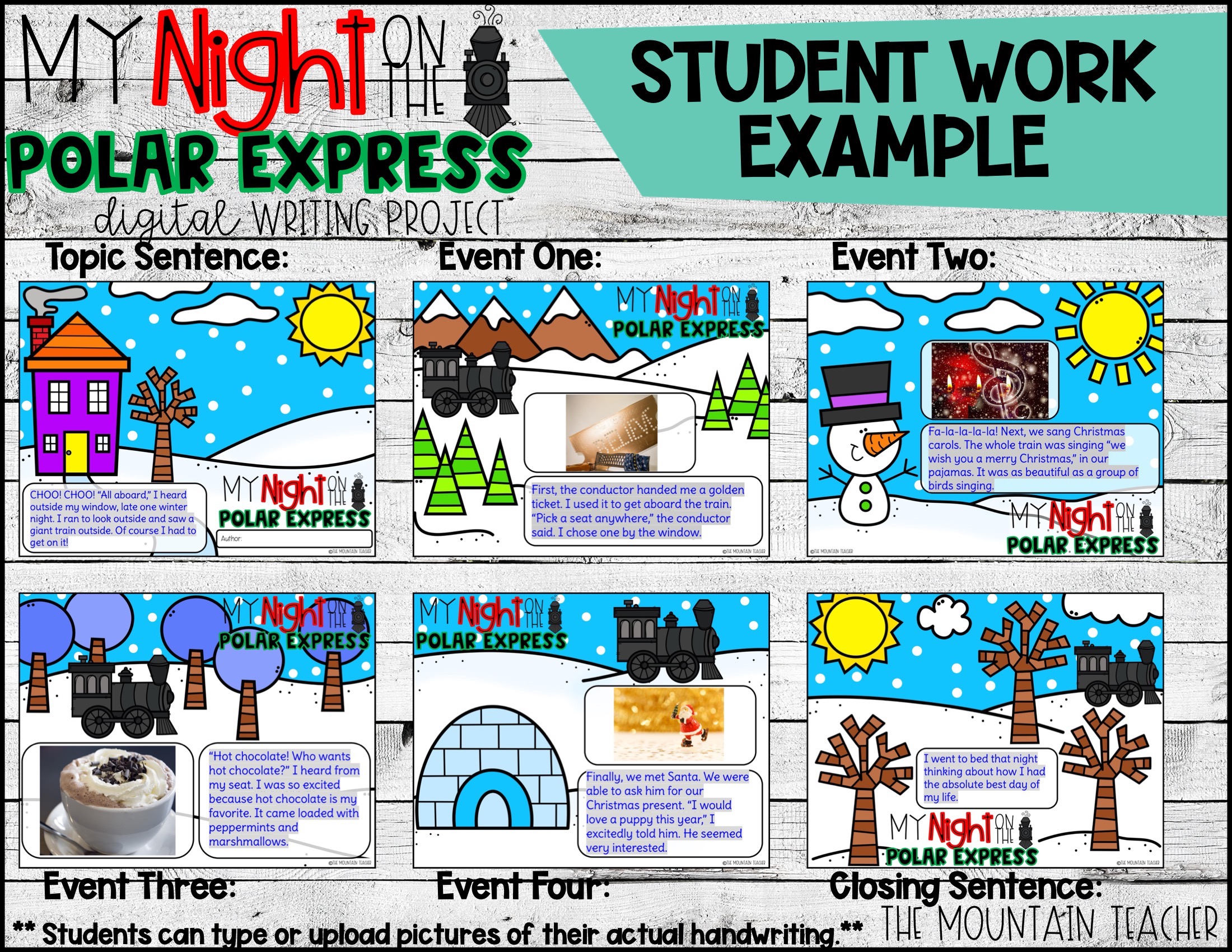 Polar Express Christmas Writing Activity for Google Slides with Videos ...