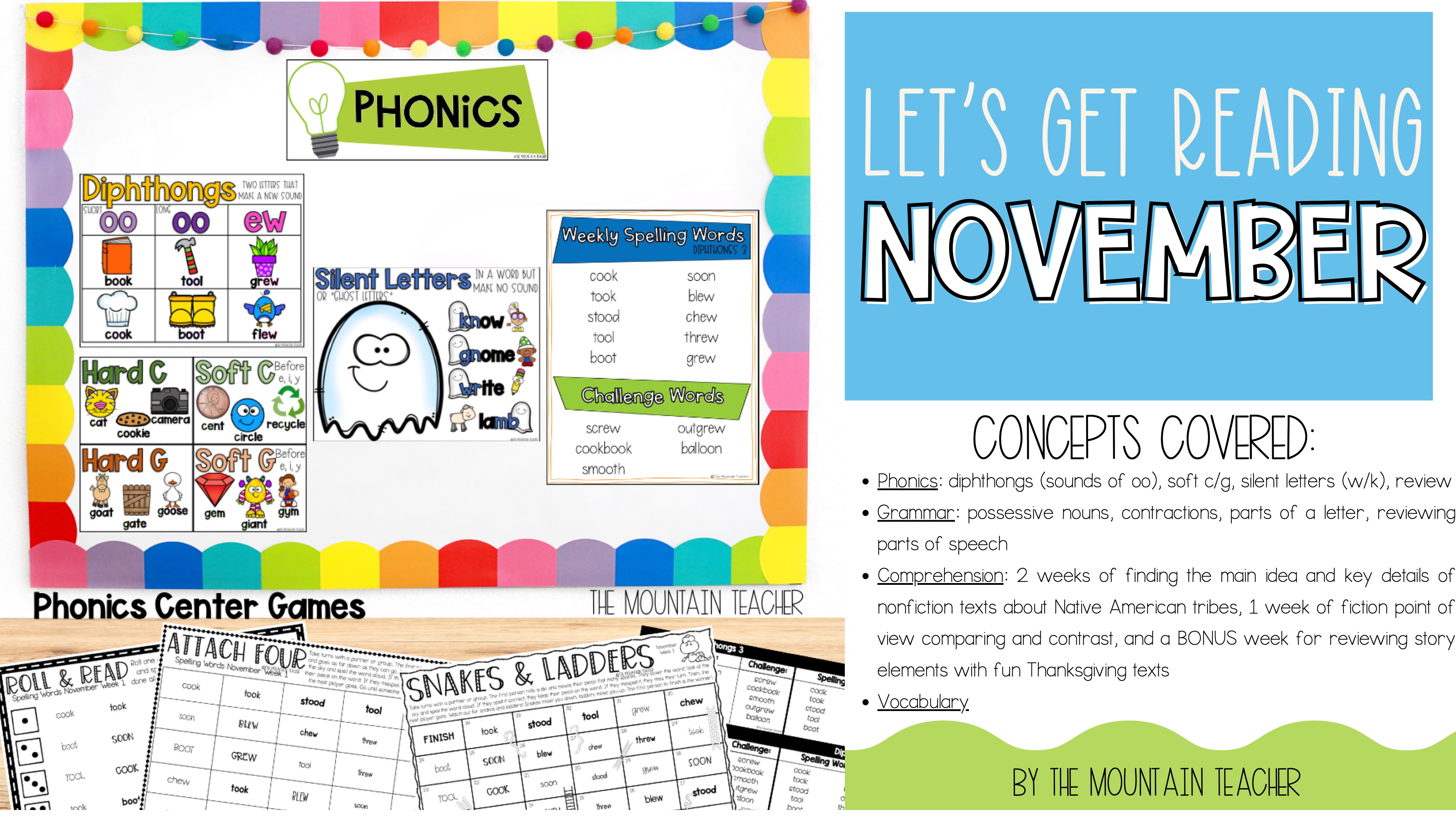 November DIGITAL Lets Get Reading 2nd Grade Reading Activities and ...