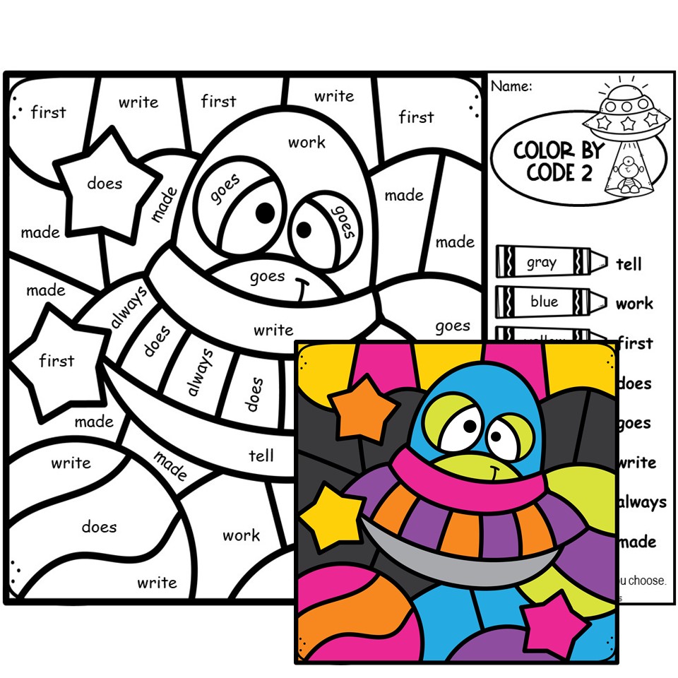 Color by Sight Words Color by Code Sight Words Second Grade Sight Words ...