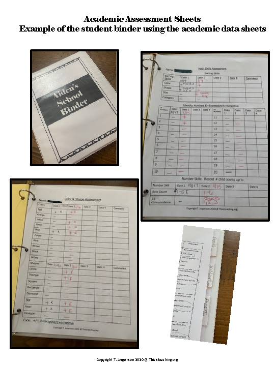 Academic Assessment Data Forms for Preschool Special Education - Classful