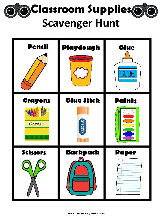 Back To School Classroom Scavenger Hunt Activities For Preschool - Classful