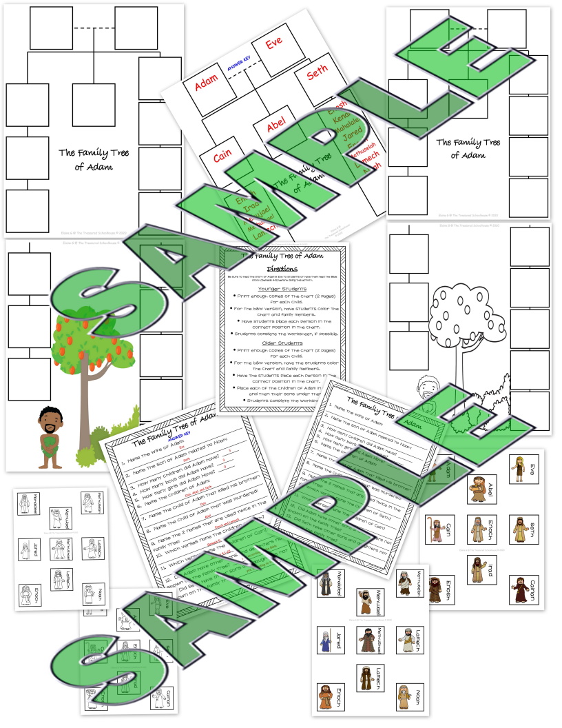 The Family Tree of Adam Chart and Worksheet - Classful