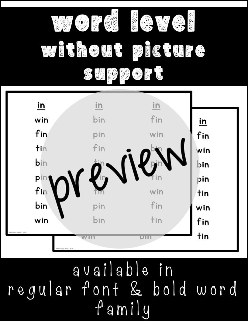 CVC Word Reading Fluency for in Word Family - Classful