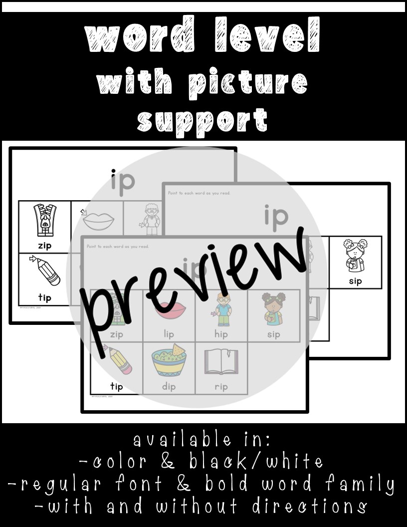 CVC Word Reading Fluency for ip Word Family - Classful