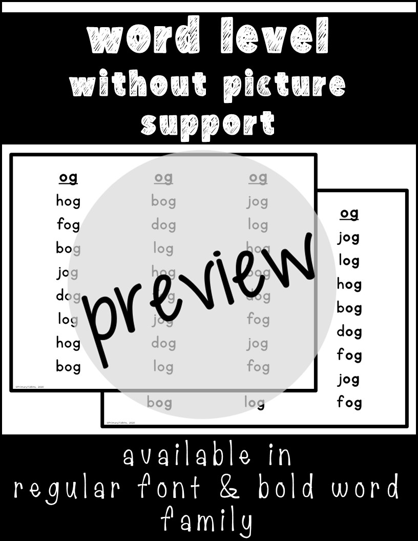 CVC Word Reading Fluency for og Word Family - Classful