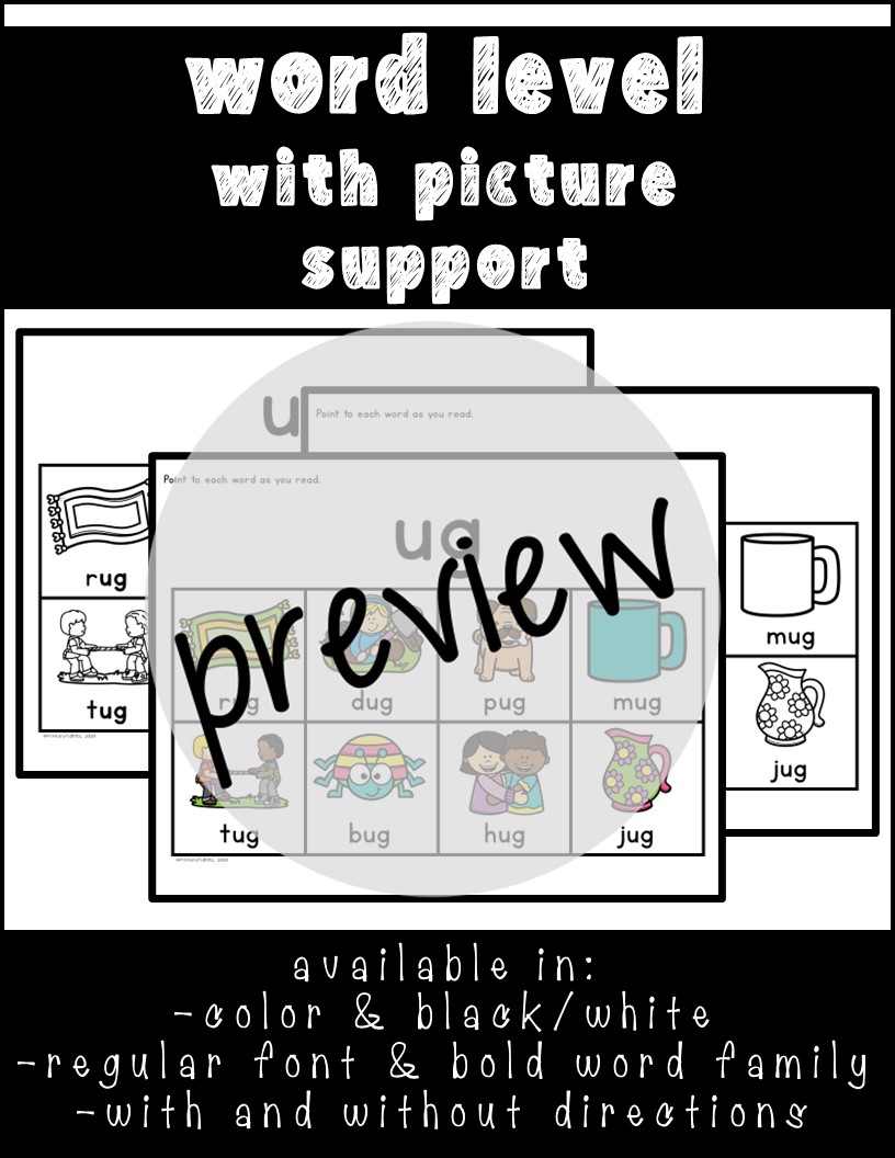 CVC Word Reading Fluency for ug Word Family - Classful