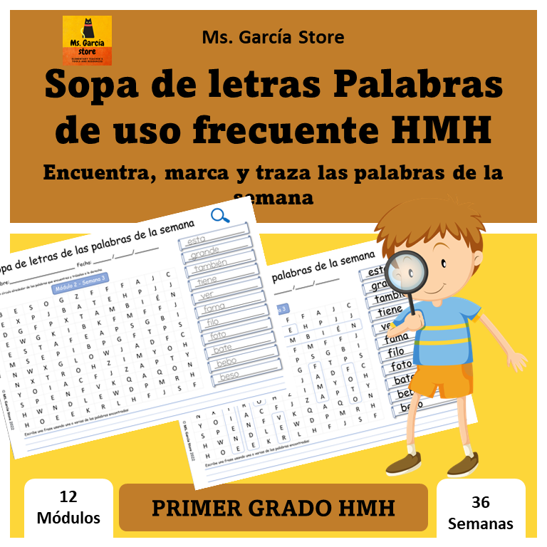Sopa de letras- Encuentra, traza y escribe las palabras HMH de la ...