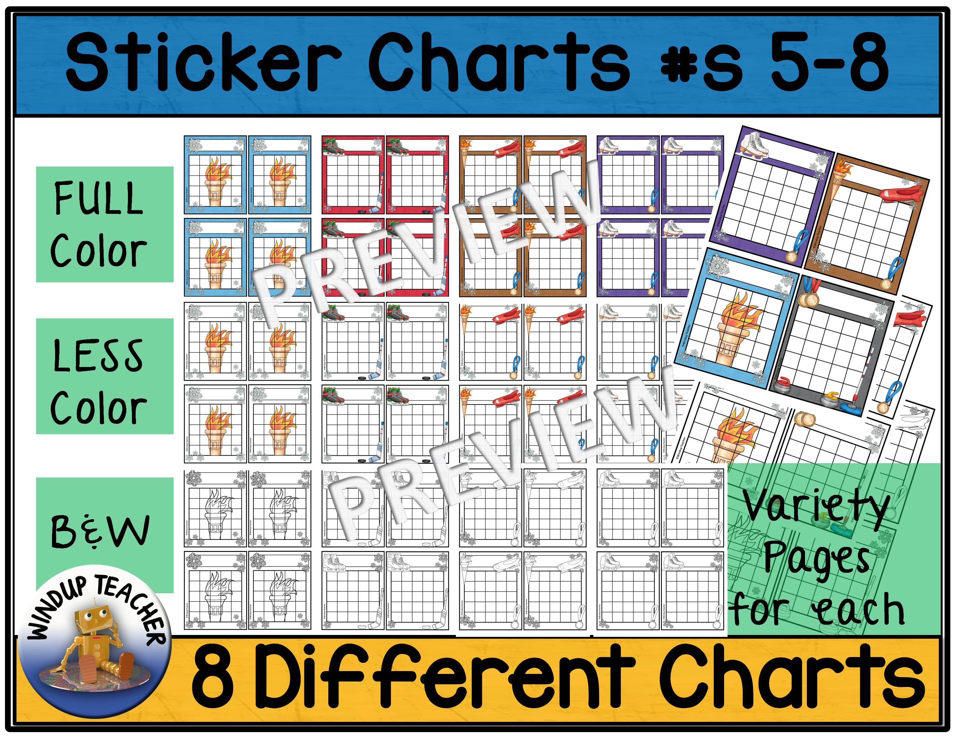 Winter Sports Sticker Charts - Classful