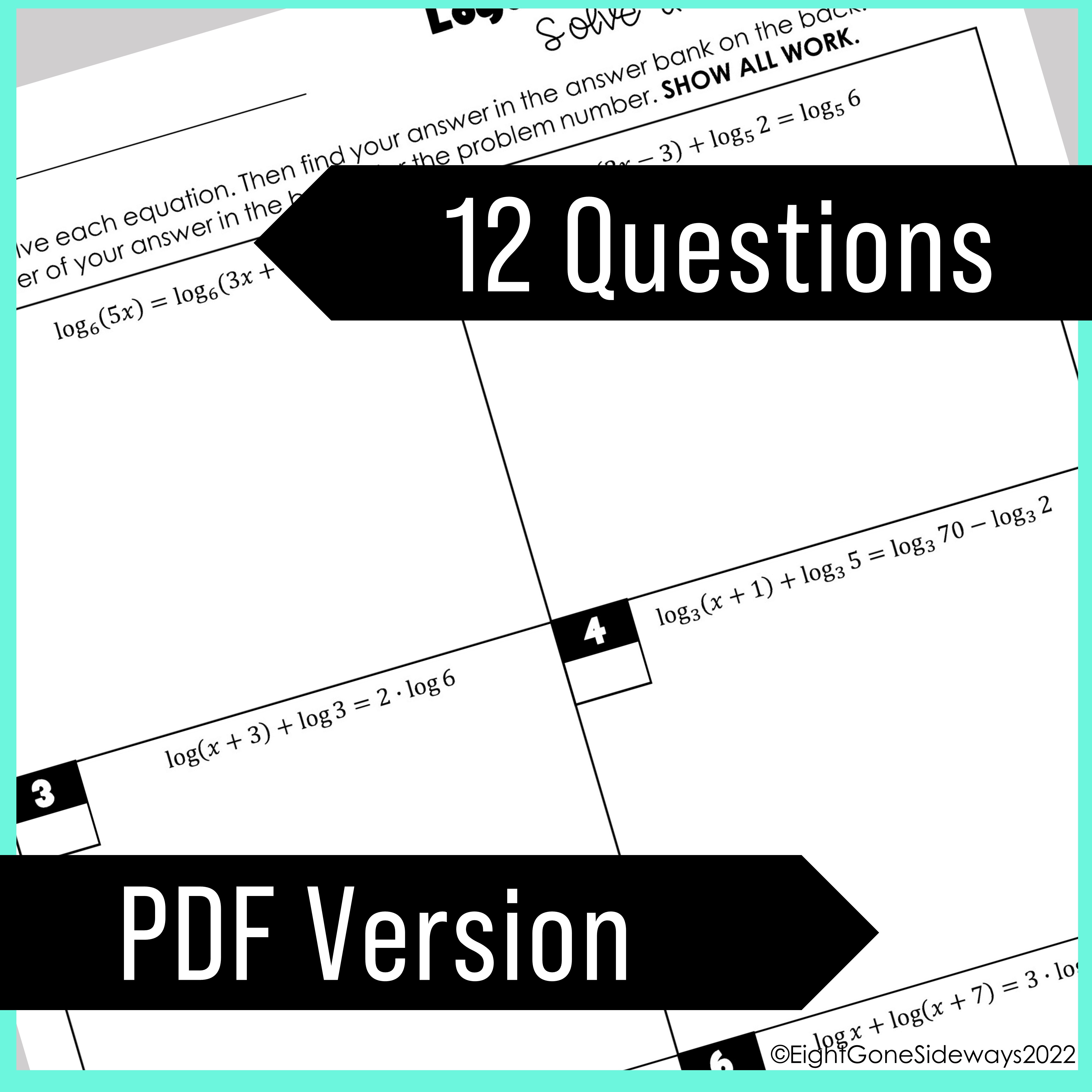Solving Logarithmic Equations - Digital and Print Activity - Classful