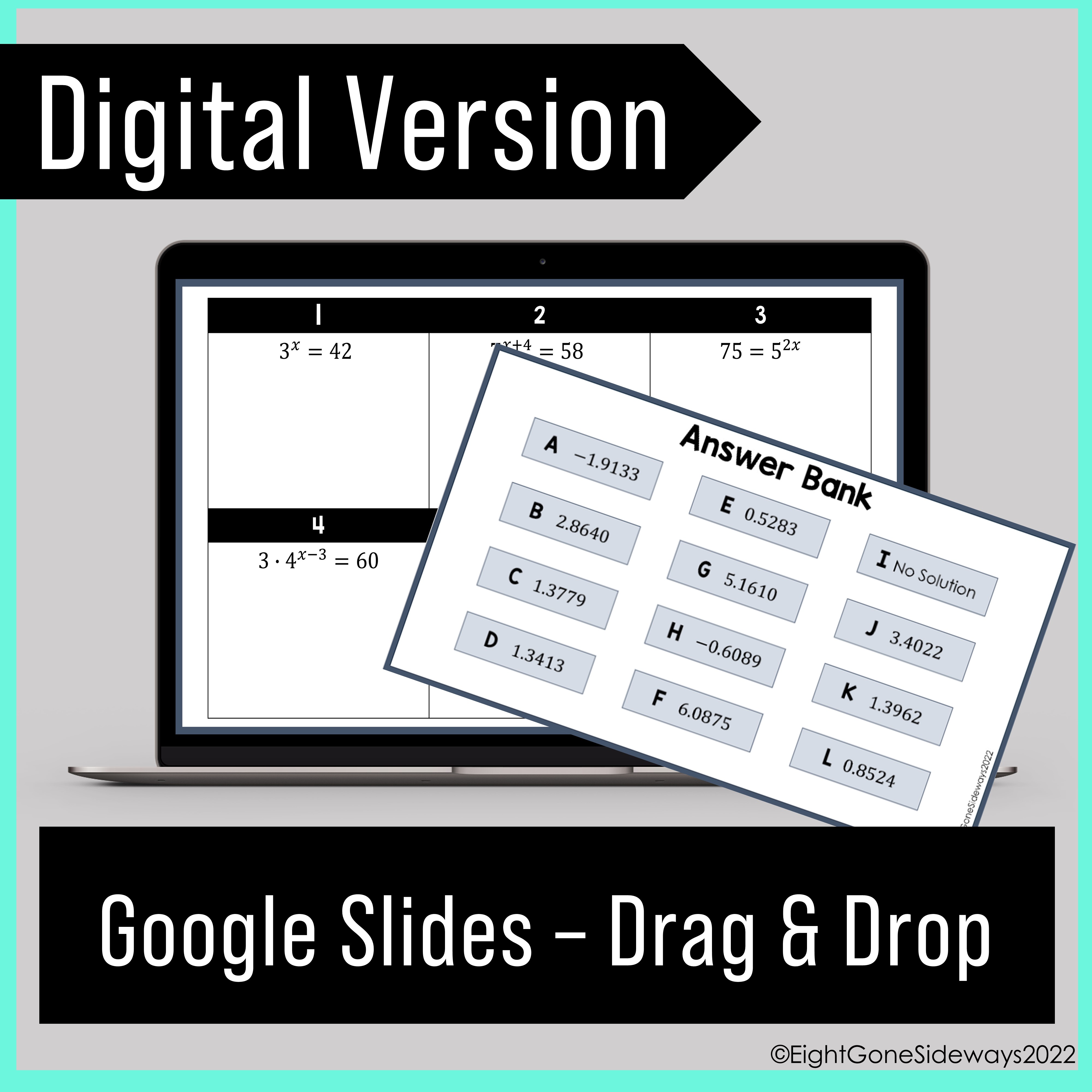 Solving Exponential Equations Using Logarithms - Digital and Print ...